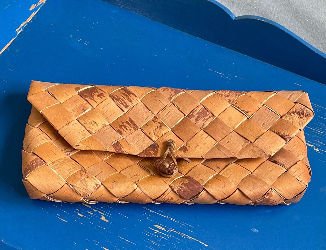 Vintage Handcrafted Swedish Birch Bark Clutch Handbag Purse With Birch ...