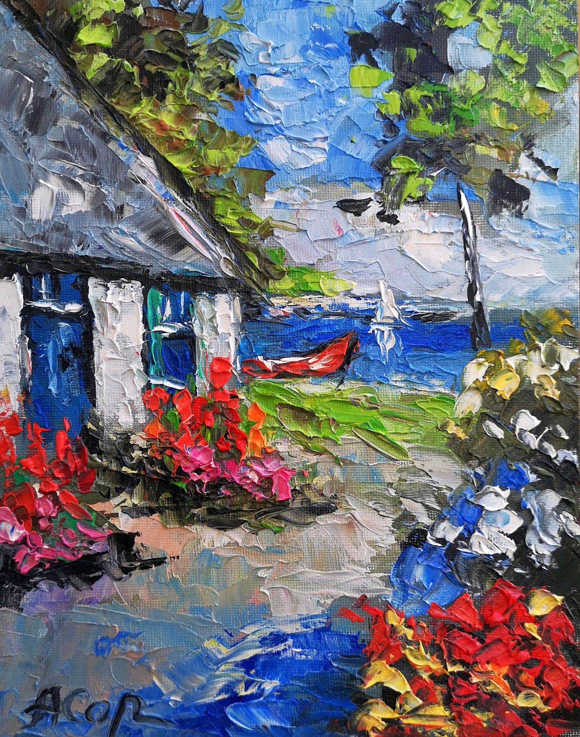 Landscape With a House. Gift Oil Painting, Handmade Personalized Wall ...