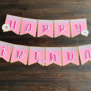 Donuts Birthday Banner, Happy Birthday Banner, Donut Theme, Donuts ...