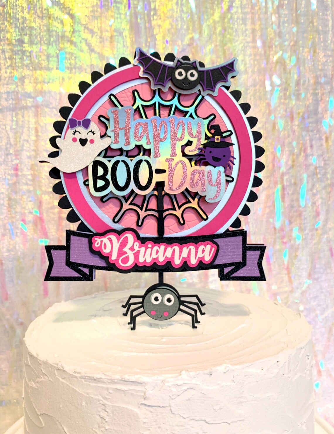 Halloween Birthday Cake Topper, Happy Boo-day, Pink Halloween Party ...