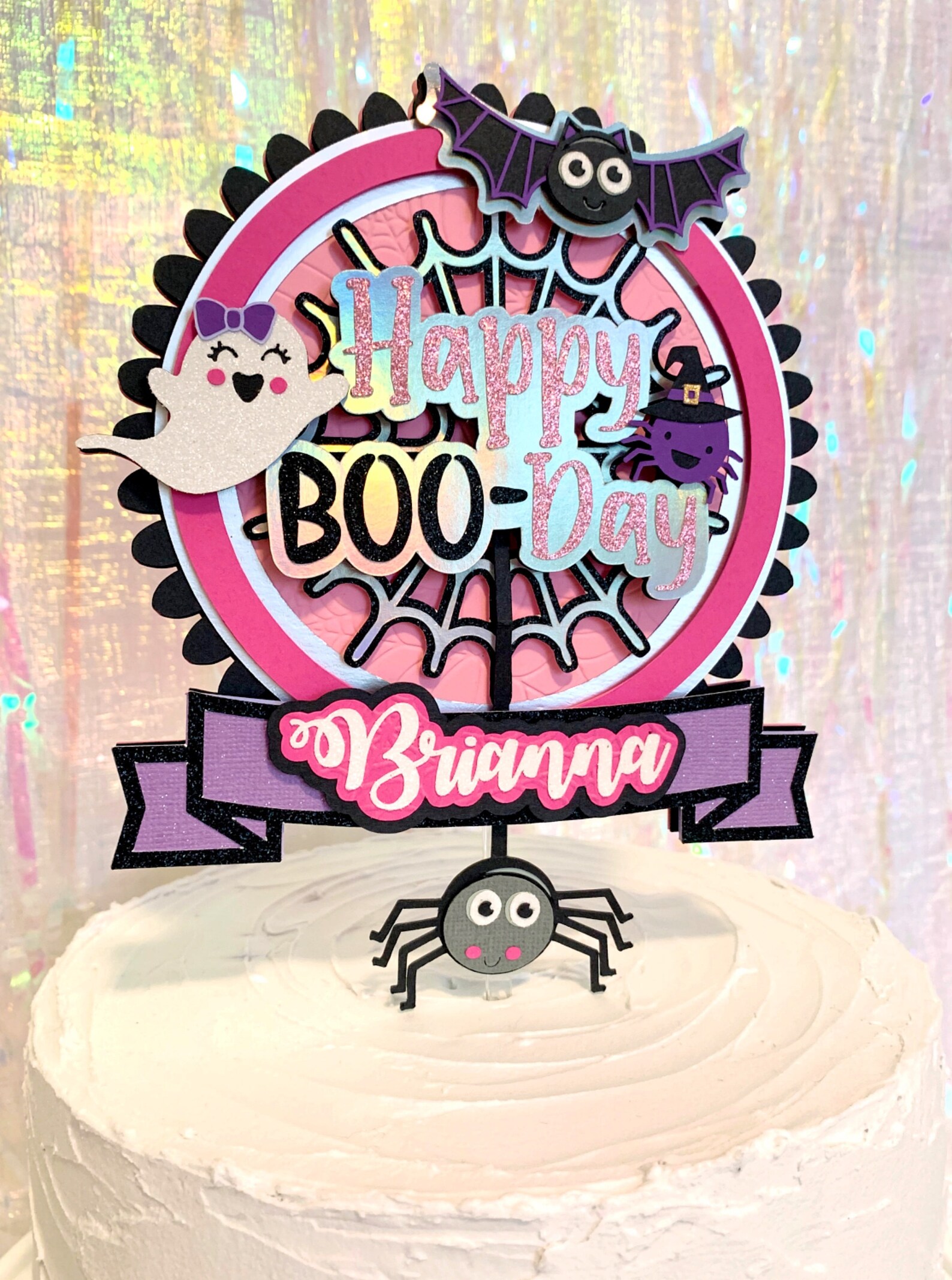 Halloween Birthday Cake Topper Happy Boo-day Pink Halloween - Etsy