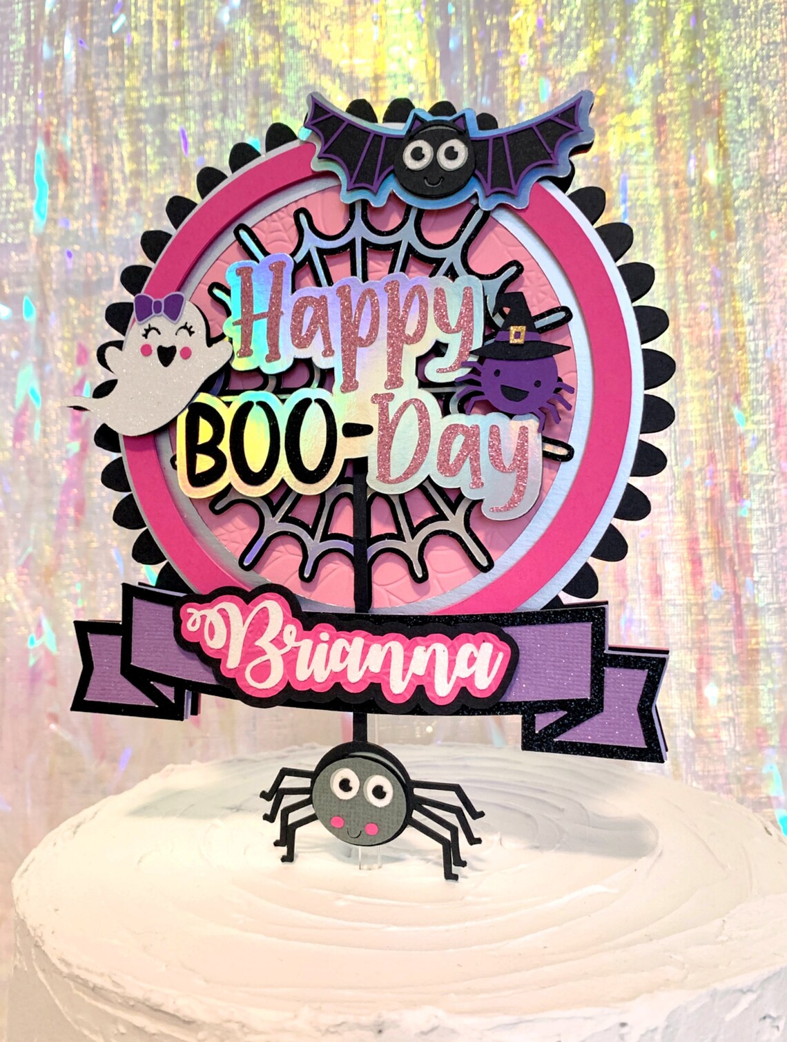 Halloween Birthday Cake Topper Happy Boo-day Pink Halloween - Etsy