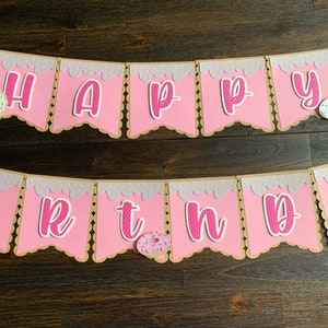 Donuts Birthday Banner, Happy Birthday Banner, Donut Theme, Donuts ...