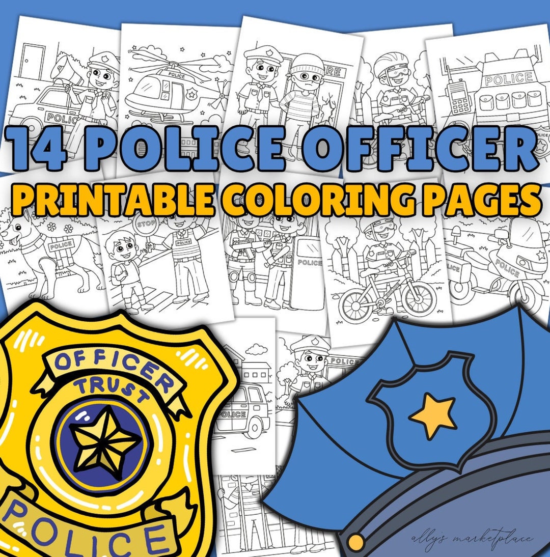 Children's Police Officer Coloring Sheets - Etsy