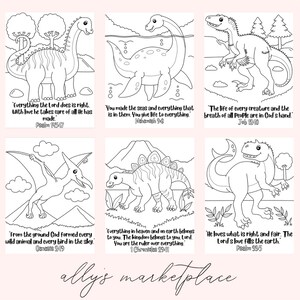 Children's Dinosaur Themed Bible Verse Coloring Pages - Etsy