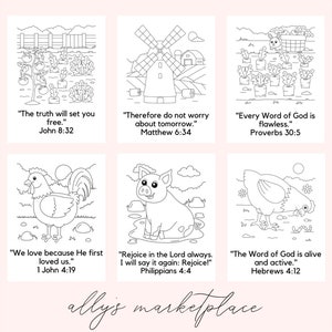Children's Farm Themed Bible Verse Coloring Pages - Etsy