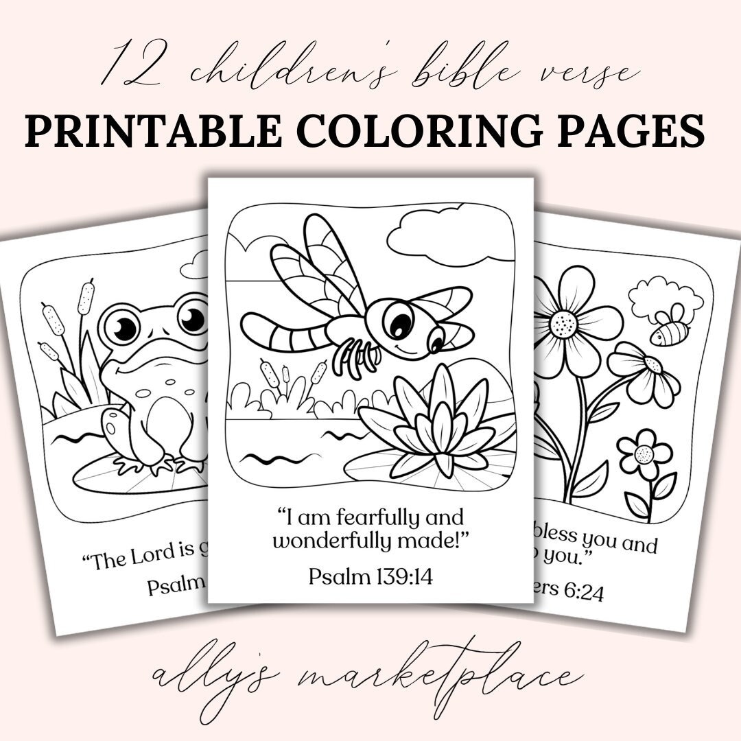 Children's Bible Verse Coloring Sheets - Etsy