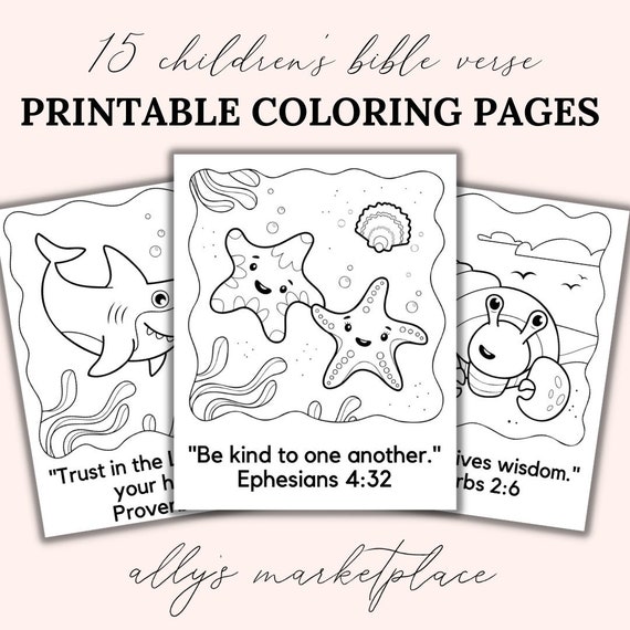 Children's Ocean Themed Bible Verse Coloring Pages - Etsy