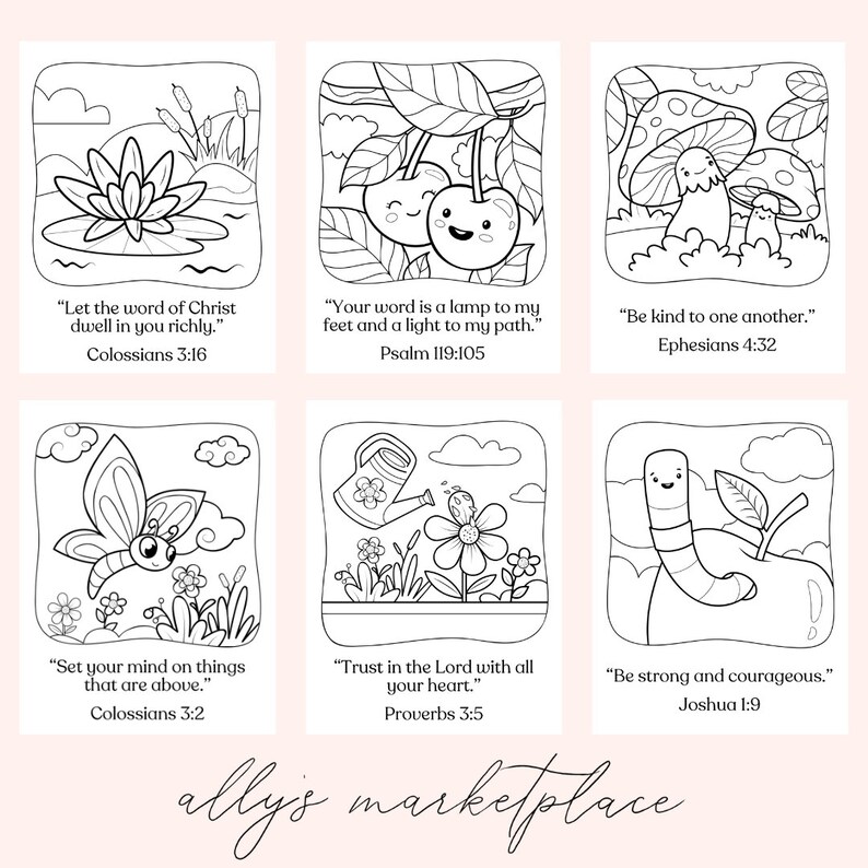 Children's Bible Verse Coloring Sheets - Etsy