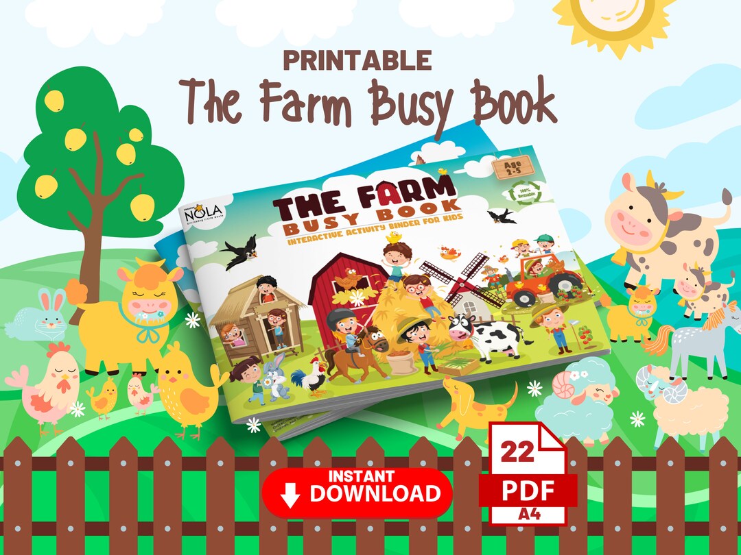 Printable Farm Theme Busy Book Interactive Animal Learning Binder ...
