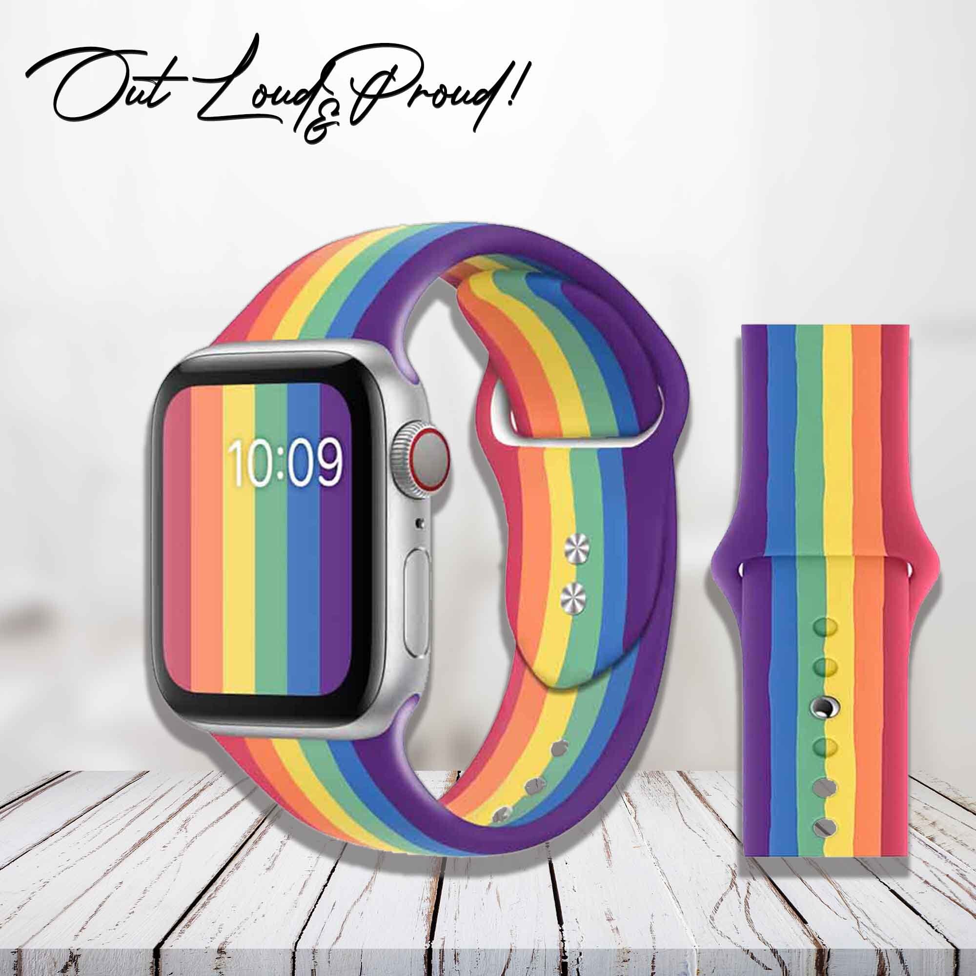 Rainbow Colored Apple Watch Band. Two Choices in Silicon and | Etsy