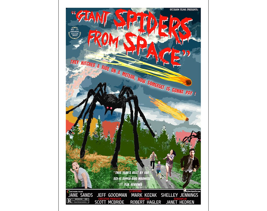 Personalised Movie Poster. "giant Spiders From Space". Fun Wall Art ...