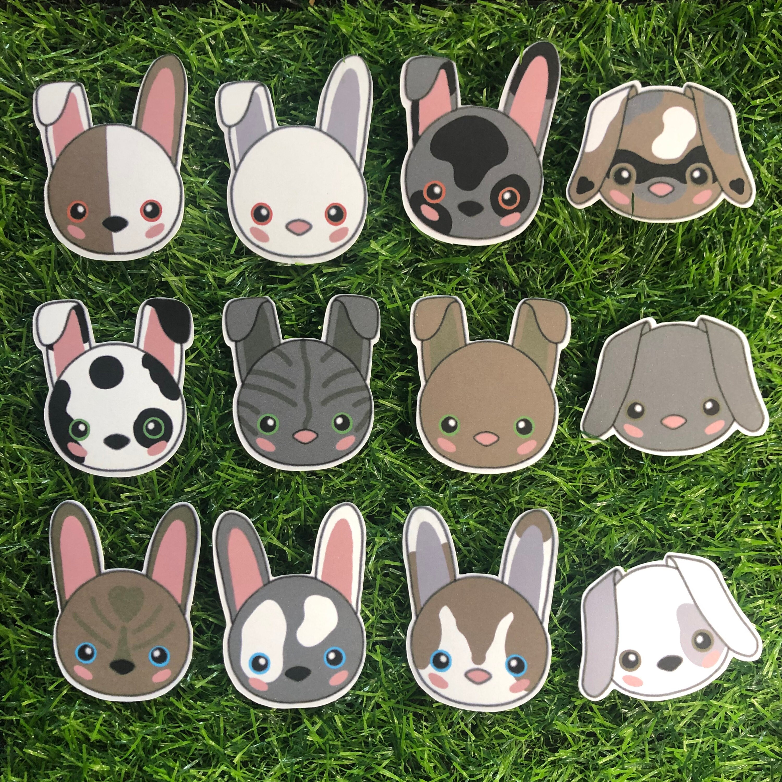 Cute Bunny Sticker Pack of 12 - Etsy UK