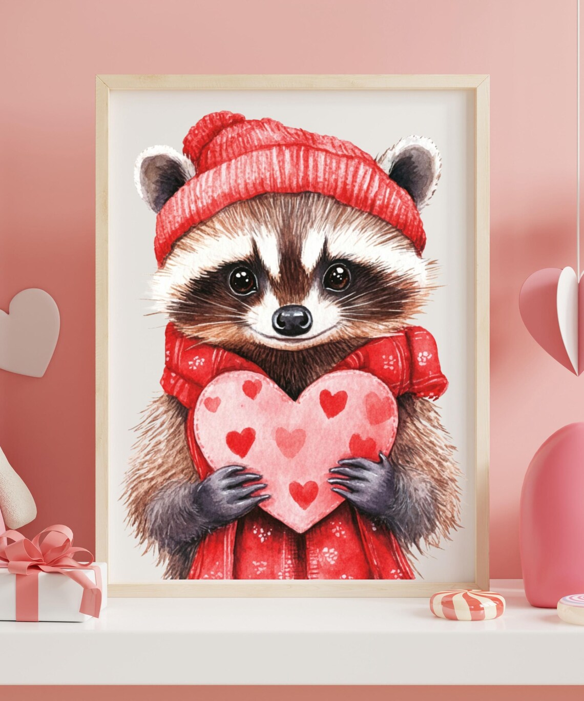 18 Valentine Racoon Bundle PNG Design , Valentine Heart Design ...