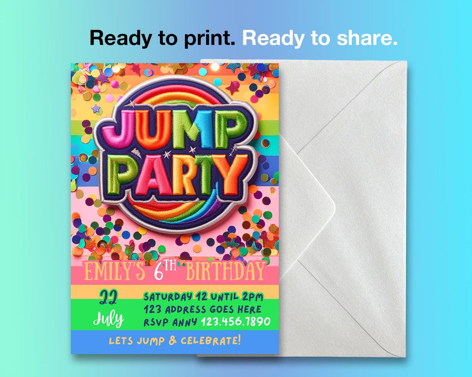 Jump Party Birthday Invitation Template: Editable Bounce House Invite ...