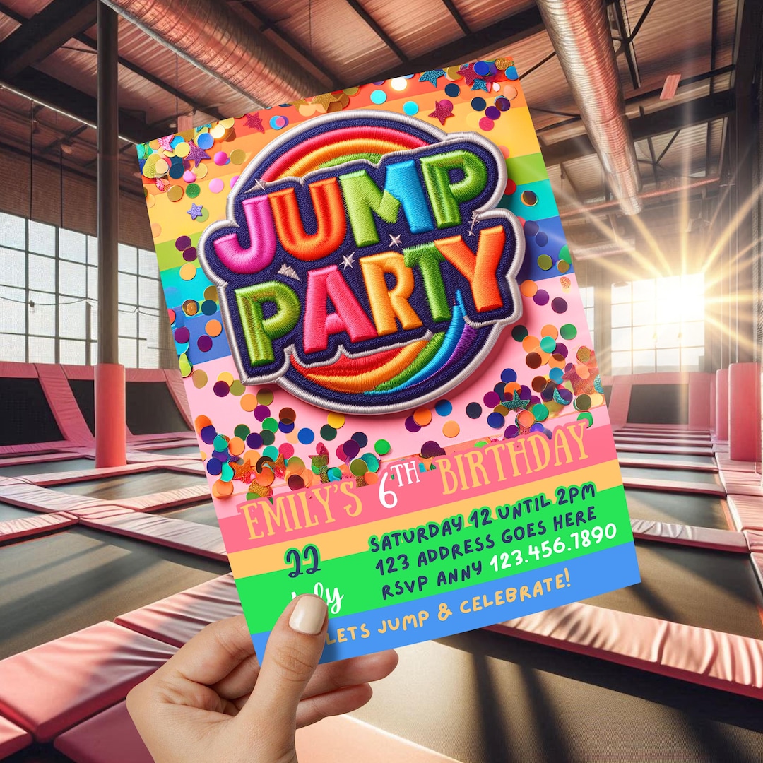 Girl's Jump Party Birthday Invitation Template, Kid's Bounce House ...