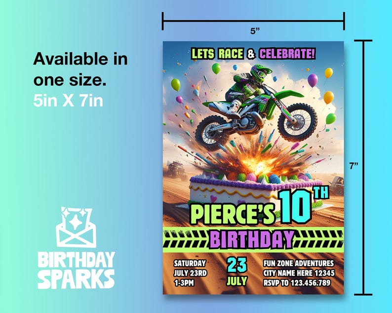 Go-kart Racing Birthday Invitation: Editable Motorcross Party Template ...