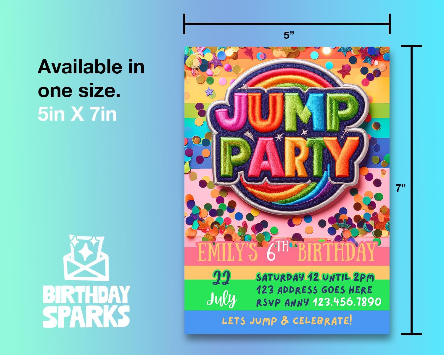 Girl's Jump Party Birthday Invitation Template, Kid's Bounce House ...