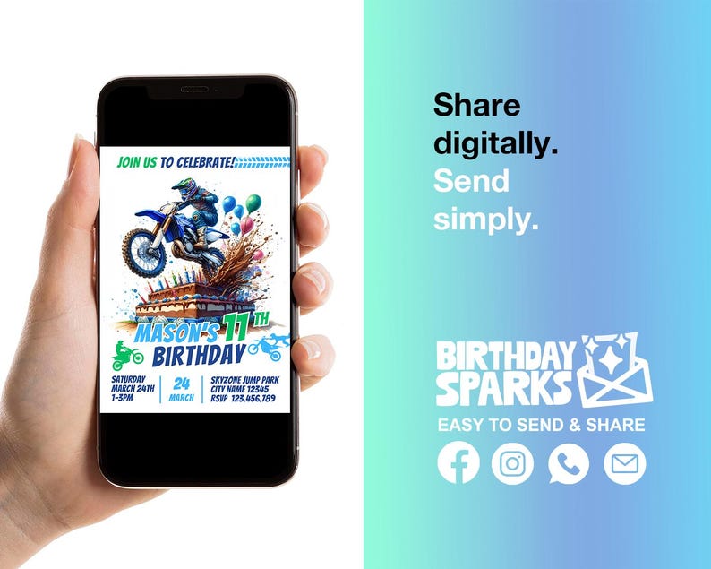 Dirt Bike Party Invitation Template: Editable Kids Birthday (digital ...