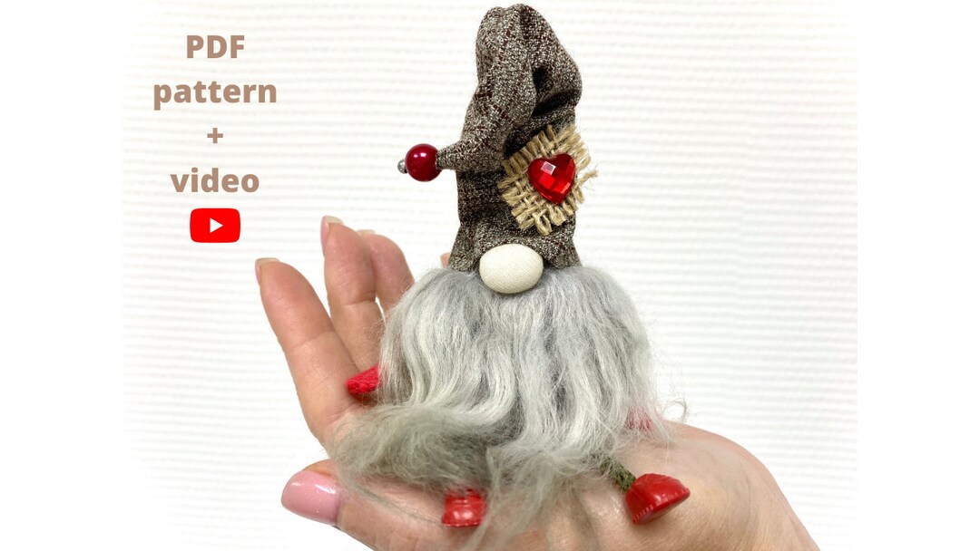 Gnome Patterns PDF Sewing + Video Tutorial Step by Step, DIY Valentine ...