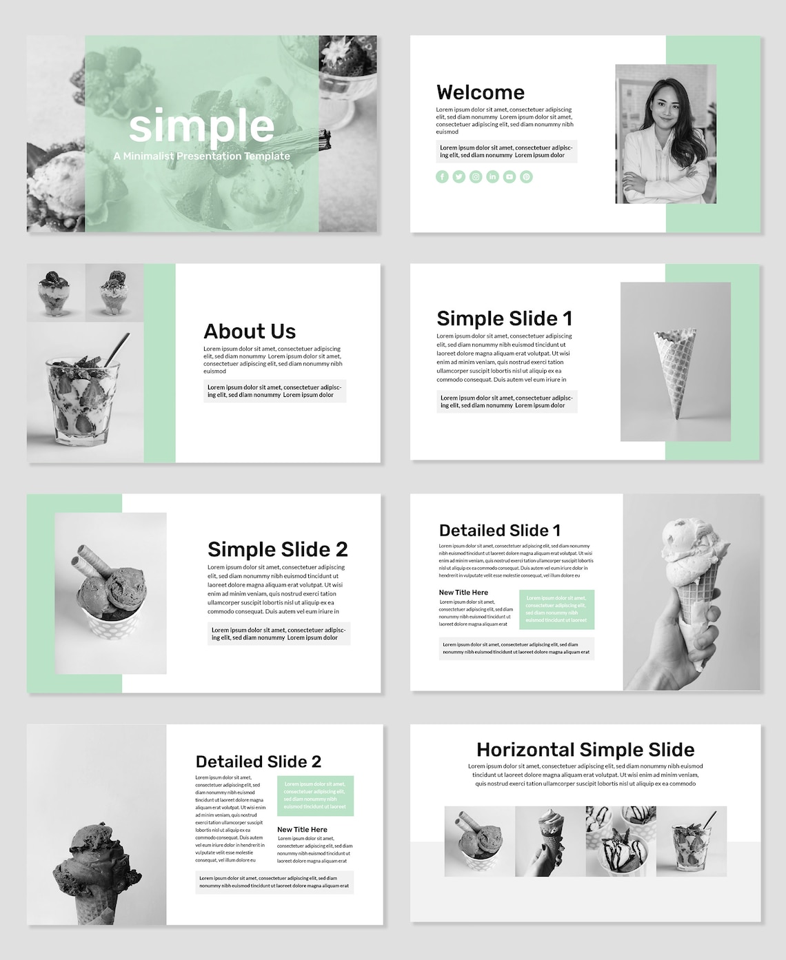 Minimal Modern Canva Slides Presentation Template Green, Clean Business ...