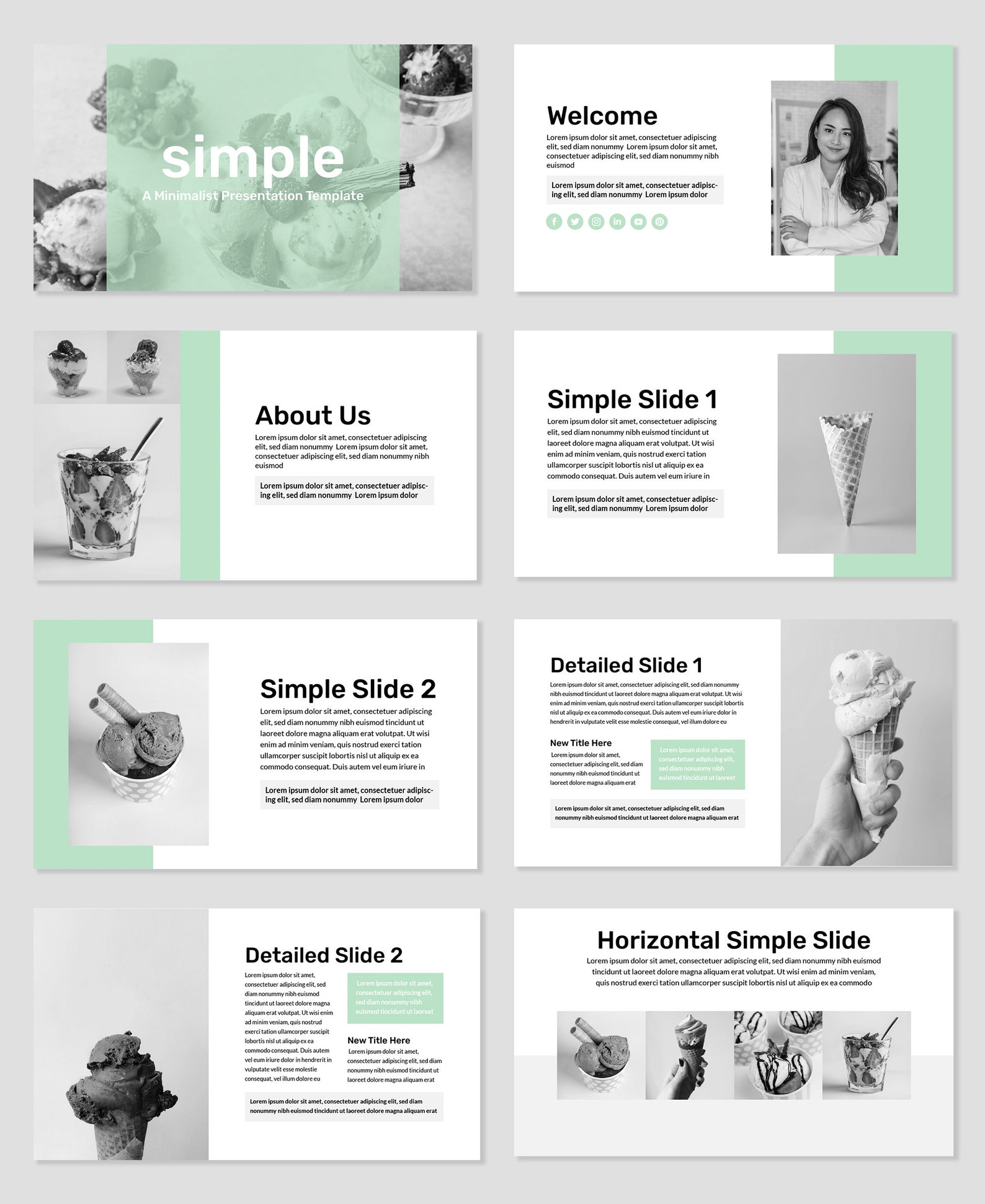 Minimal Modern Canva Slides Presentation Template Green, Clean Business ...