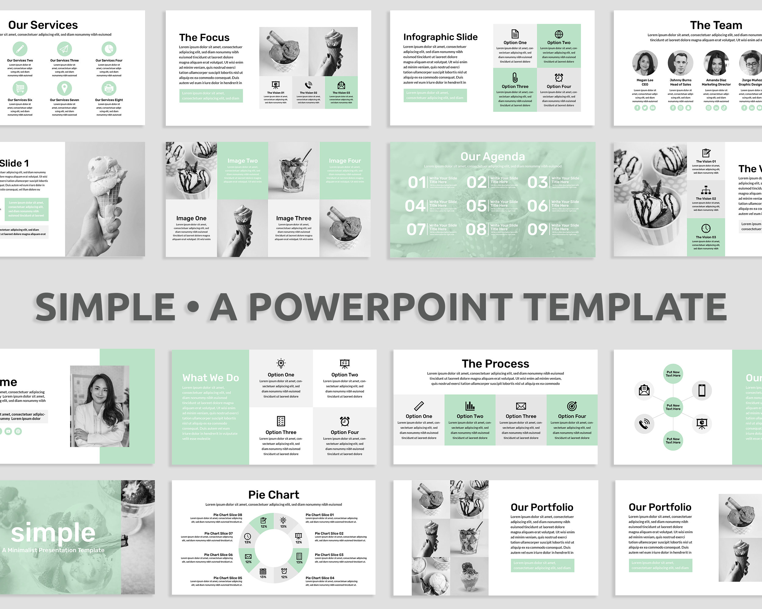 Minimal Modern Powerpoint Presentation Template Green, Clean Business ...