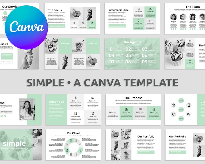 Minimal Modern Canva Slides Presentation Template Green, Clean Business ...