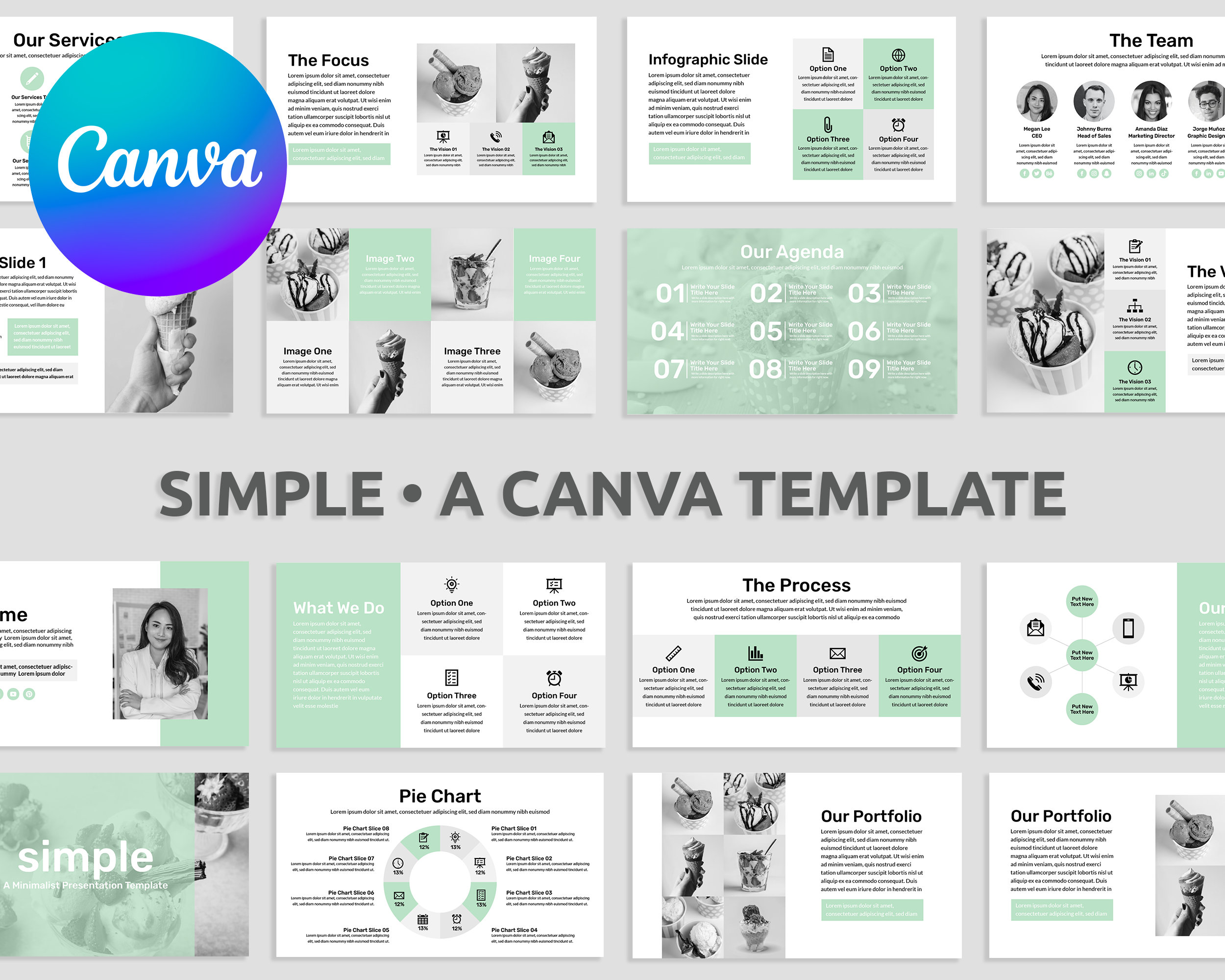 Minimal Modern Canva Slides Presentation Template Green, Clean Business ...