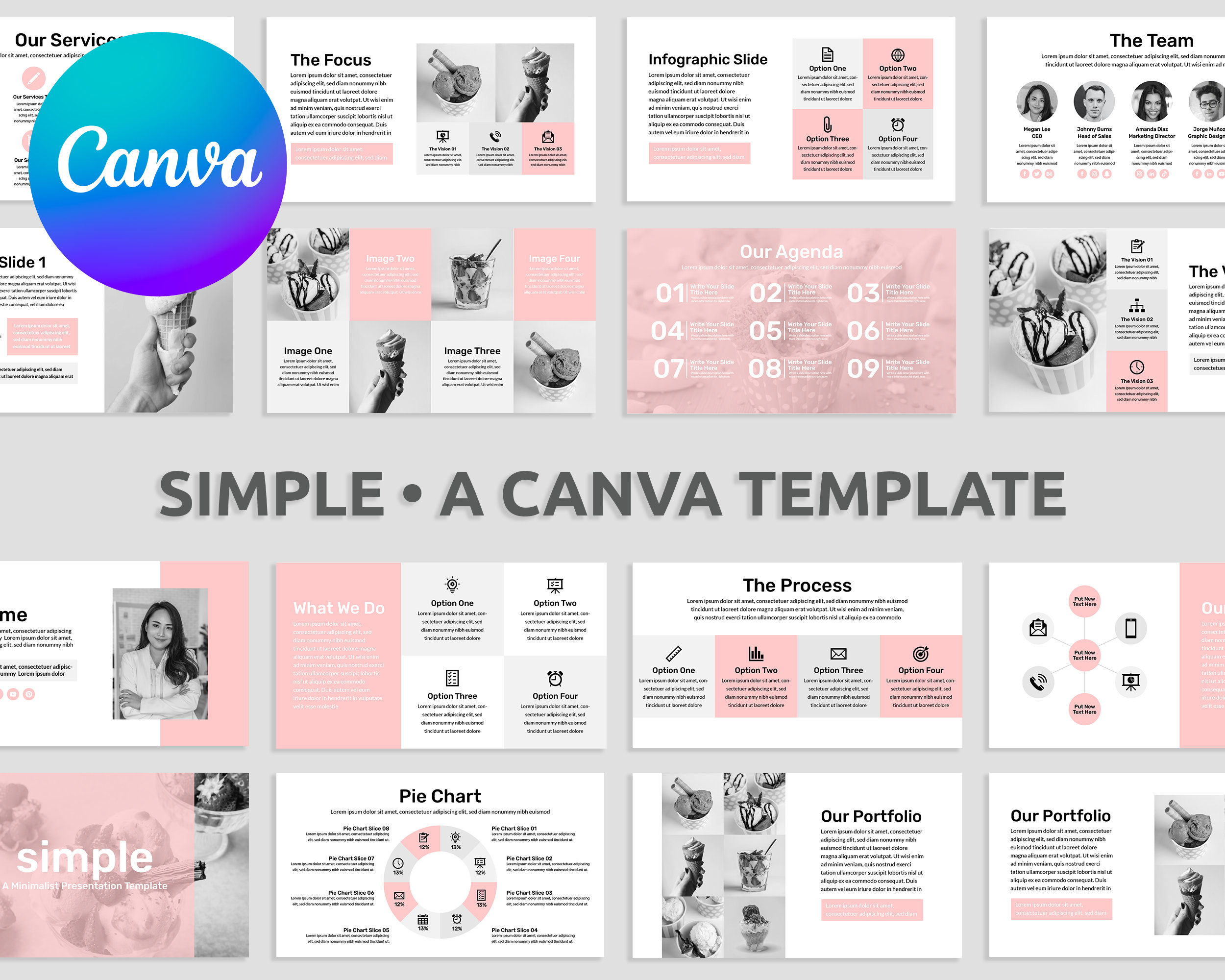 Minimal Modern Canva Slides Presentation Template Pink, Clean Business ...