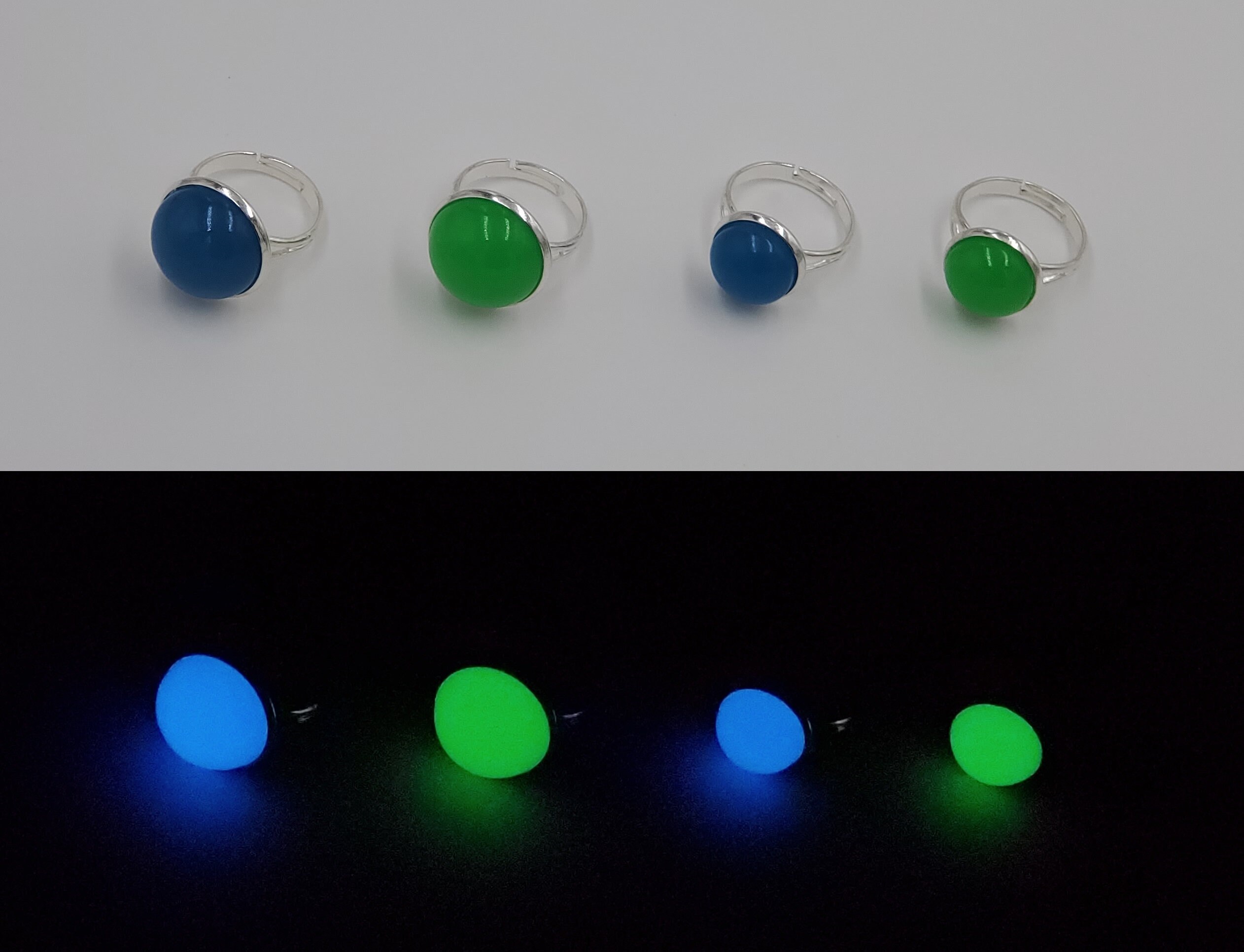 NLM GLOW in the Dark Custom Dangle Charm Jewelry Set:silver 1 Ring & 1 ...