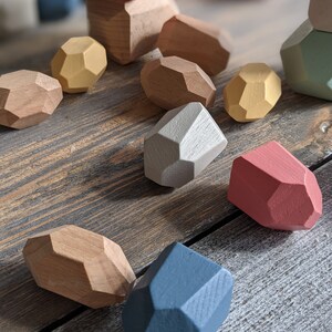 Set of Wooden Stacking Rocks 36 Pcs,wooden Rock Blocks,wooden Stacking ...