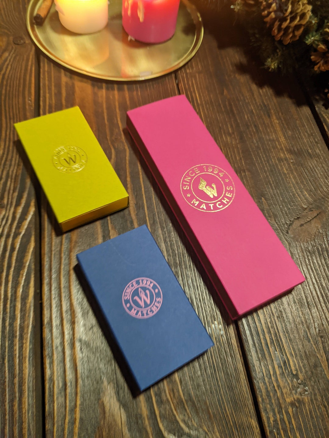 Set of 5 Boxes, 1 MAXI Long Matches and 4 Colorful Matches, Decorative ...