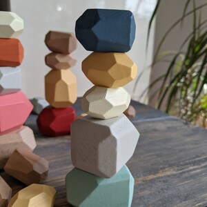 Set of Wooden Stacking Rocks 36 Pcs,wooden Rock Blocks,wooden Stacking ...