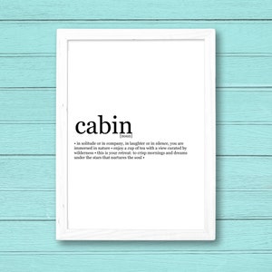 Cabin Definition Digital Print File, Cabin Print, Cabin Quote, Words ...