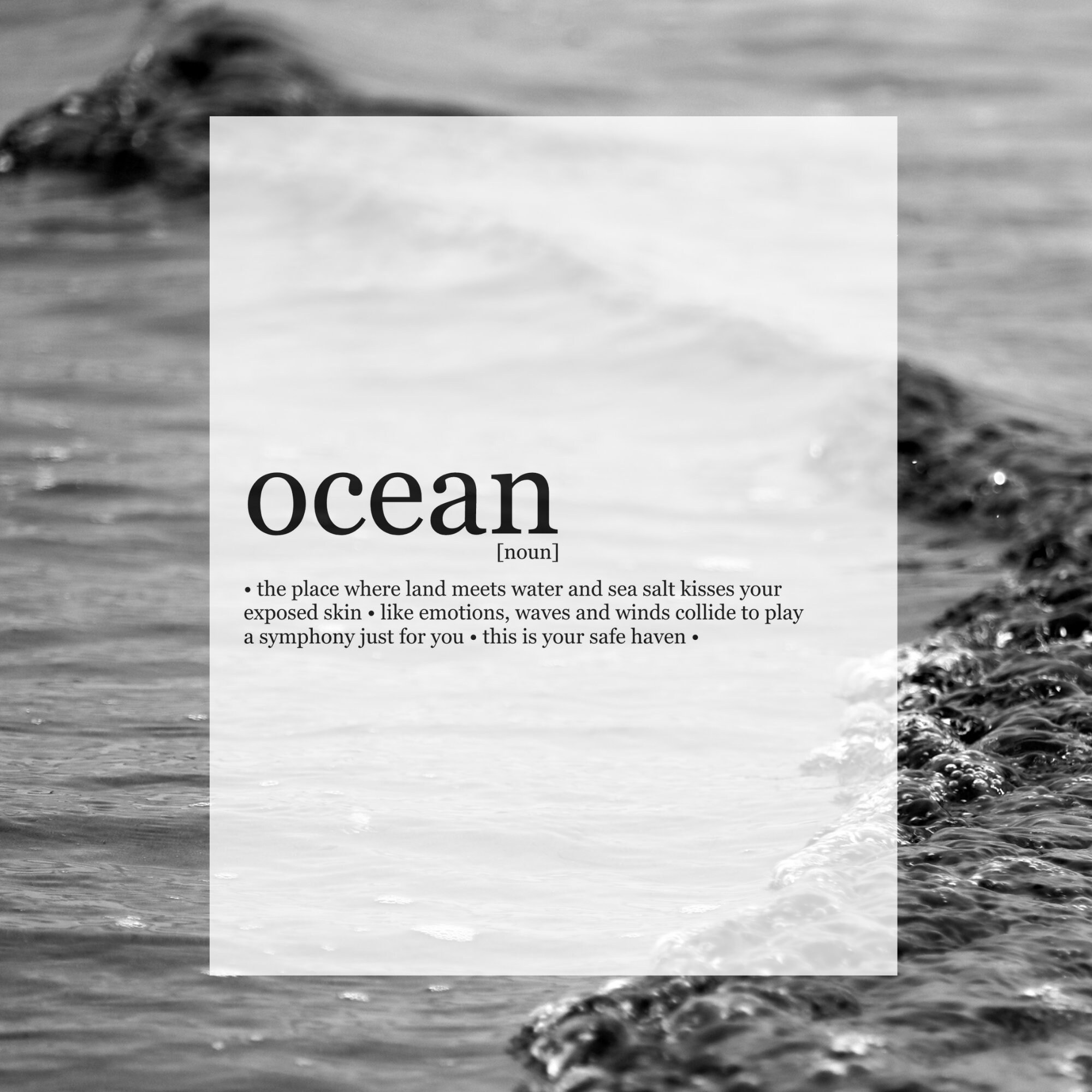 Ocean Definition Digital File, Ocean Definition, Ocean Quote, Words ...