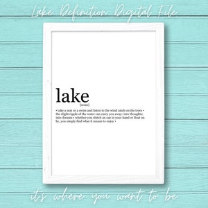 Lake Digital Print File Lake Definition Lake Quote Words - Etsy