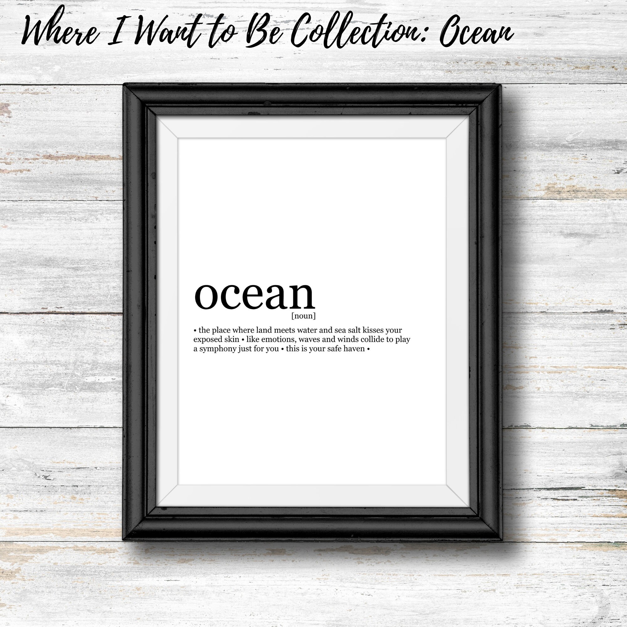 Ocean Print Ocean Definition Print Ocean Quote Words Wall - Etsy