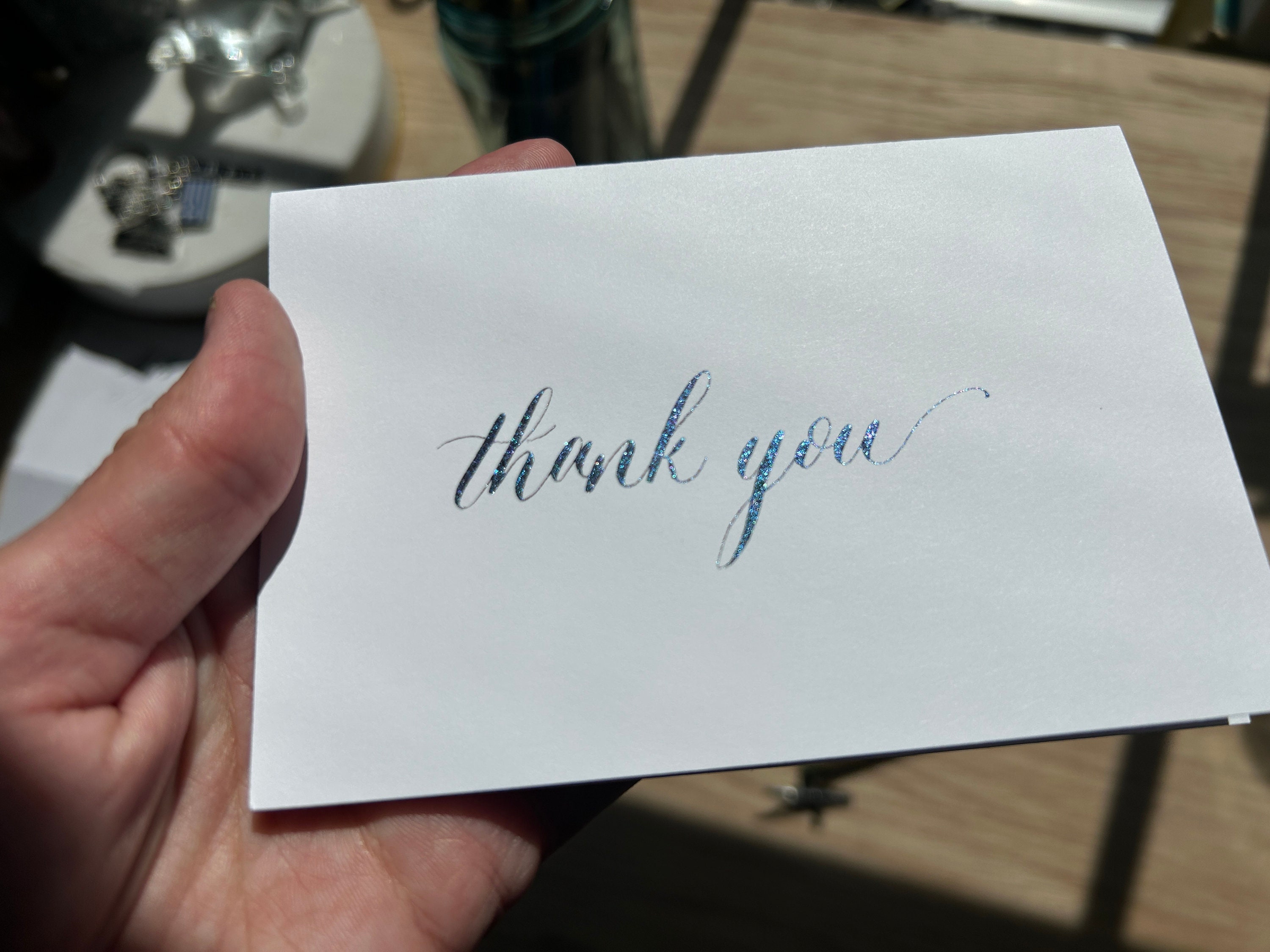 Hand-lettered Thank You Cards in Color Shifting Ink - Etsy Australia