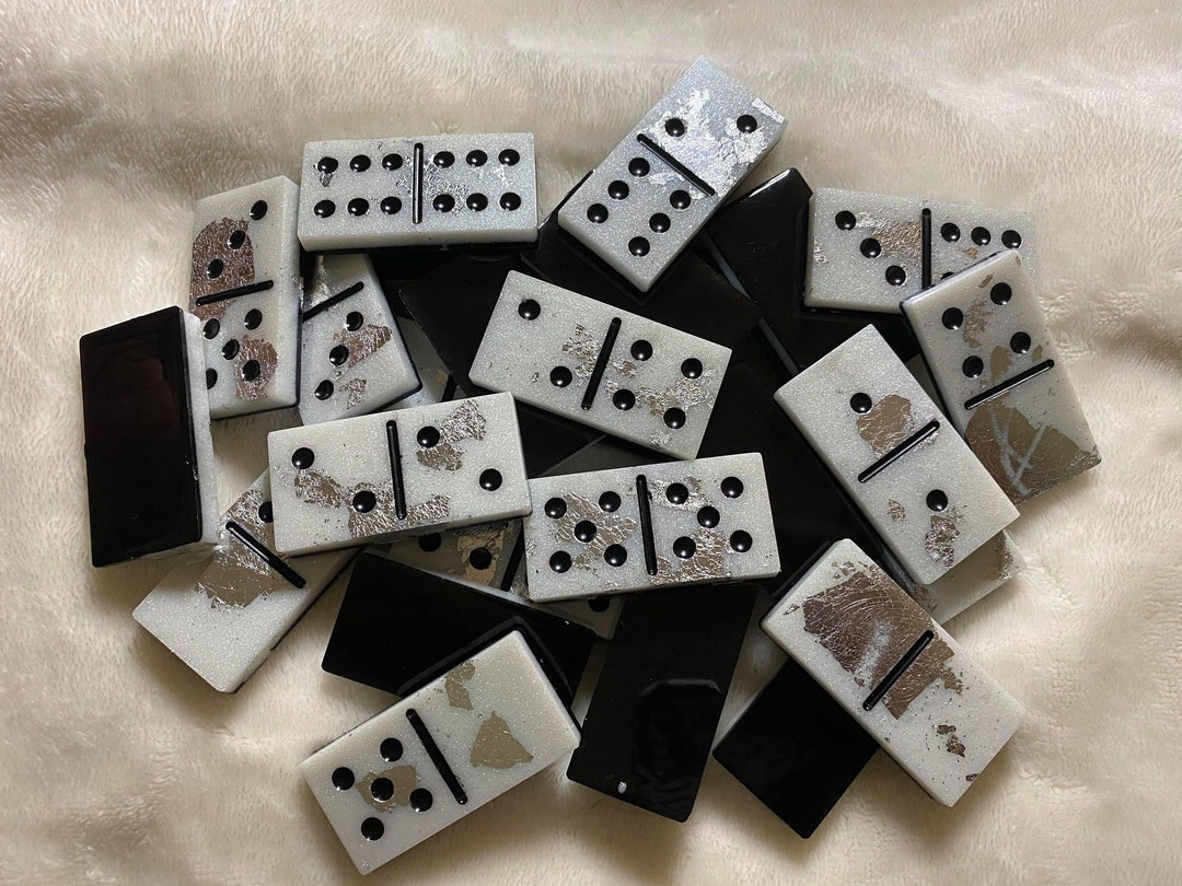 Silver Flake Resin Domino Set | Double 6 & Double 9 Domino Sets ...