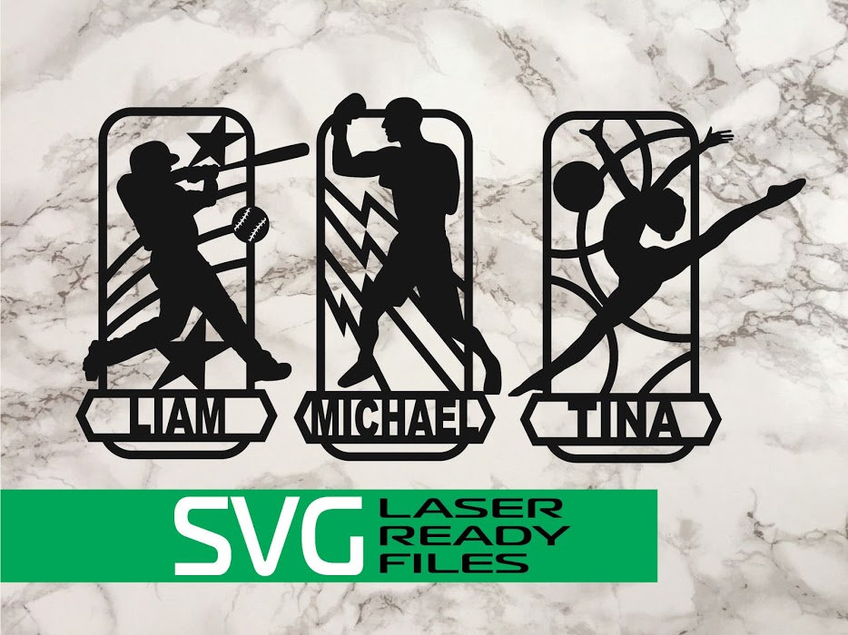 Sports Monograms 9 Designs, DXF File Sport, SVG File Sport, Laser Cut ...