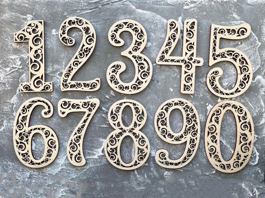 Swirled Numbers, Digital Cut File, Scrapbooking, Monogram Number ...
