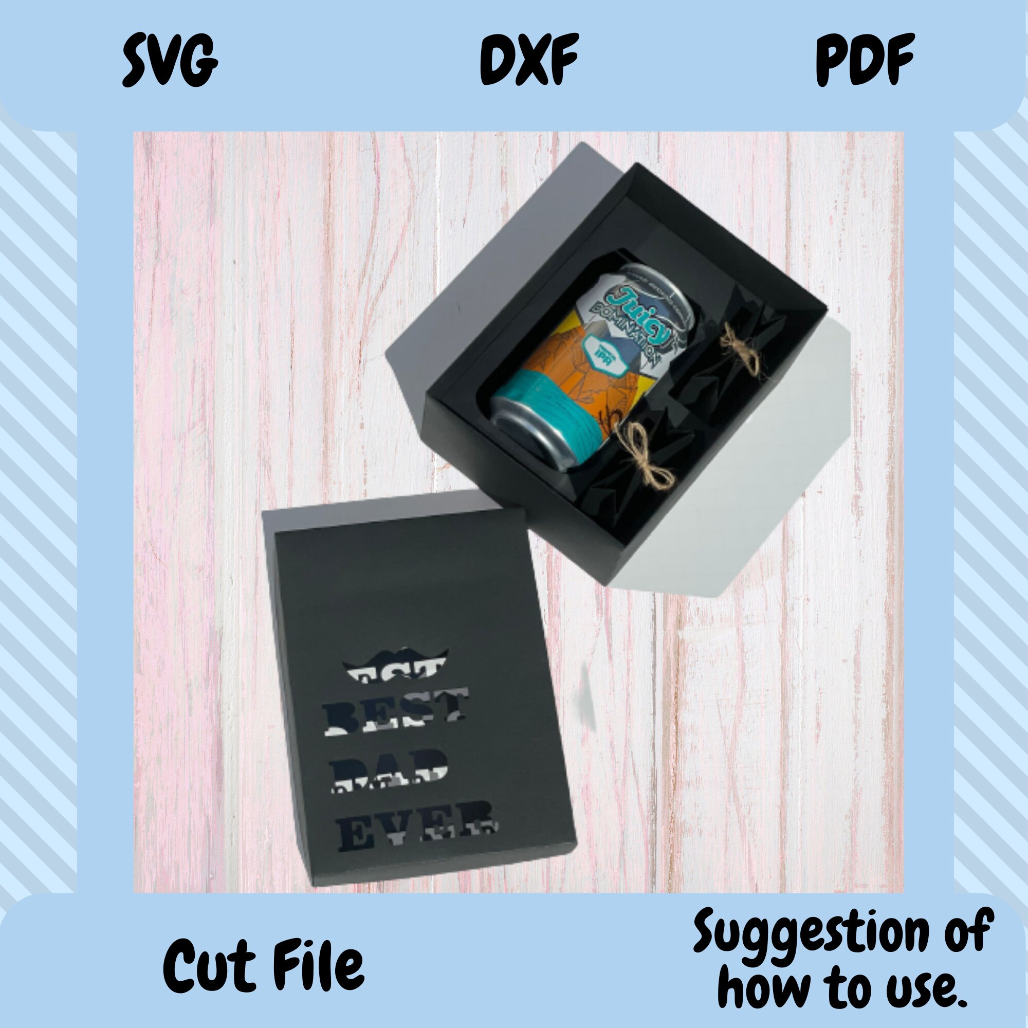 Fathers Day Gift Box Svg, Box Template Svg, Box Svg, Beer Box Svg ...