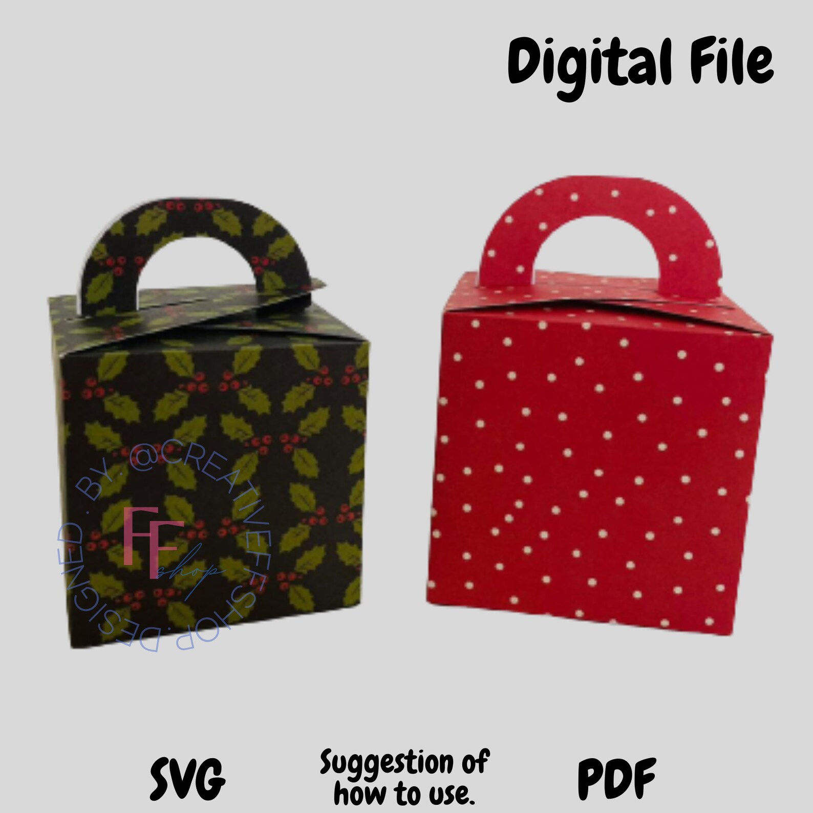 Gift Box Template, Treat Box Template, Gift Box With Handles Template ...