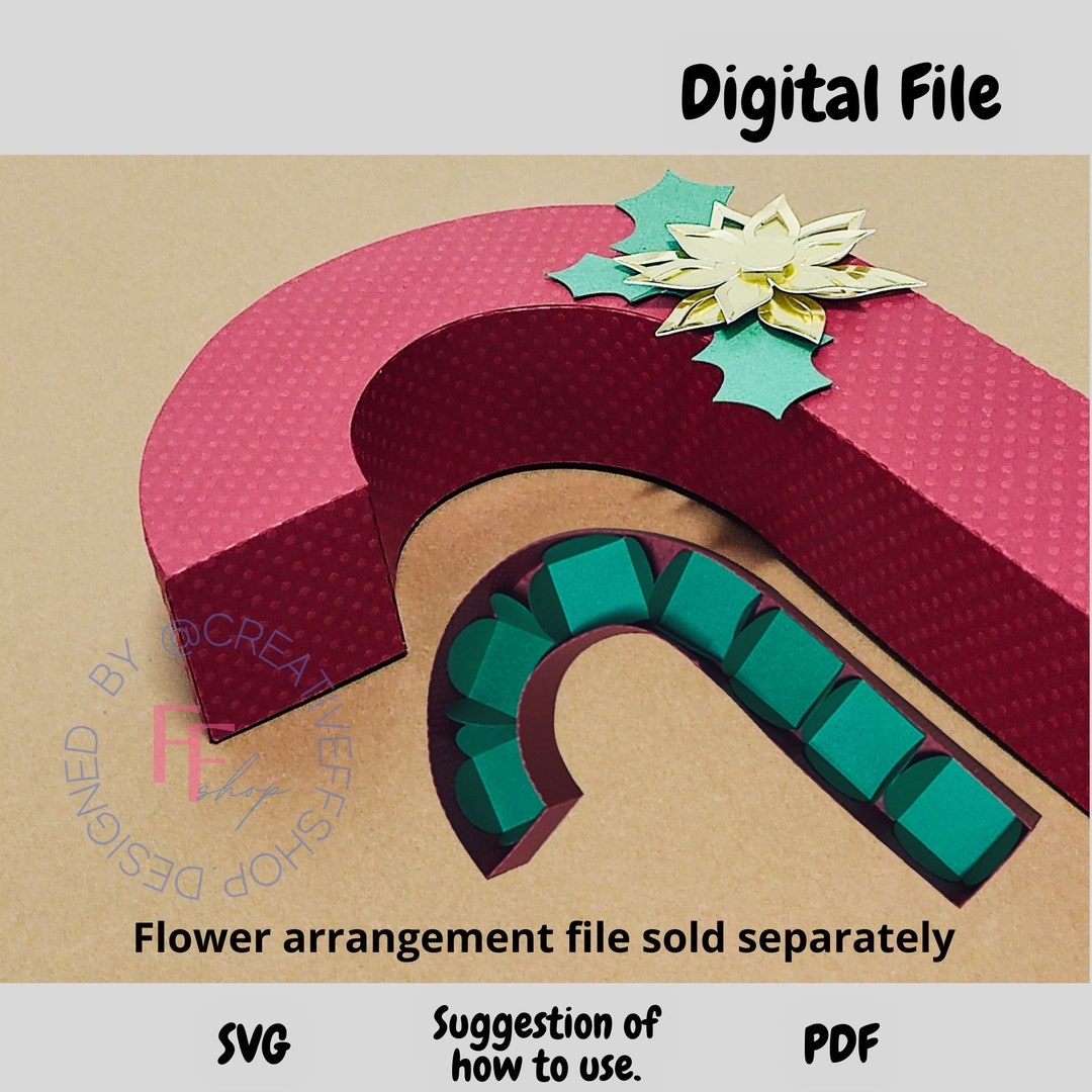 Candy Cane Box, Christmas Candy Cane Gift Box, Cut File, Candy Cane Box ...