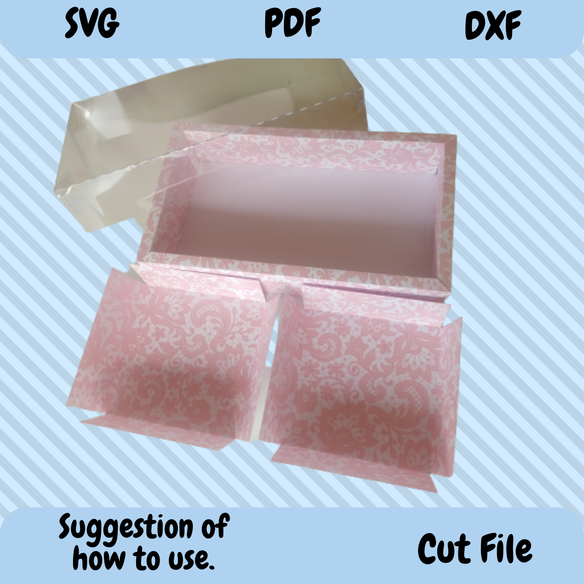 Rectangular Box With Clear Lid Svg, Mother's Day Gift Box, Rectangular ...