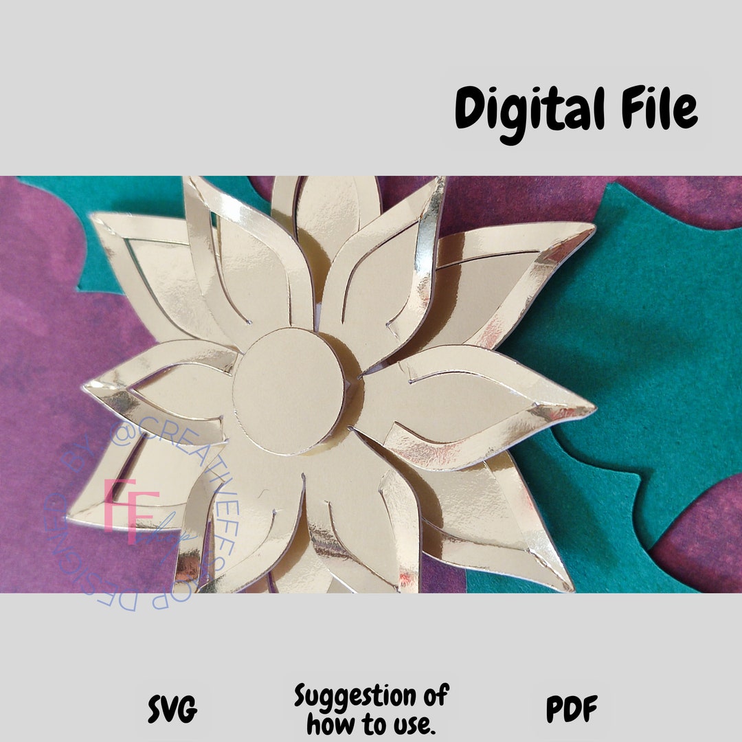 Christmas Flower Svg, Paper Flower SVG and PDF, Paper Flowers Template ...
