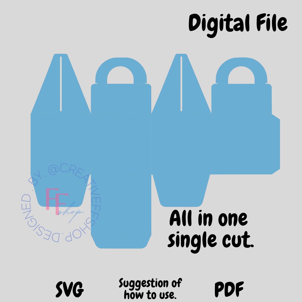 Gift Box Template, Treat Box Template, Gift Box With Handles Template ...