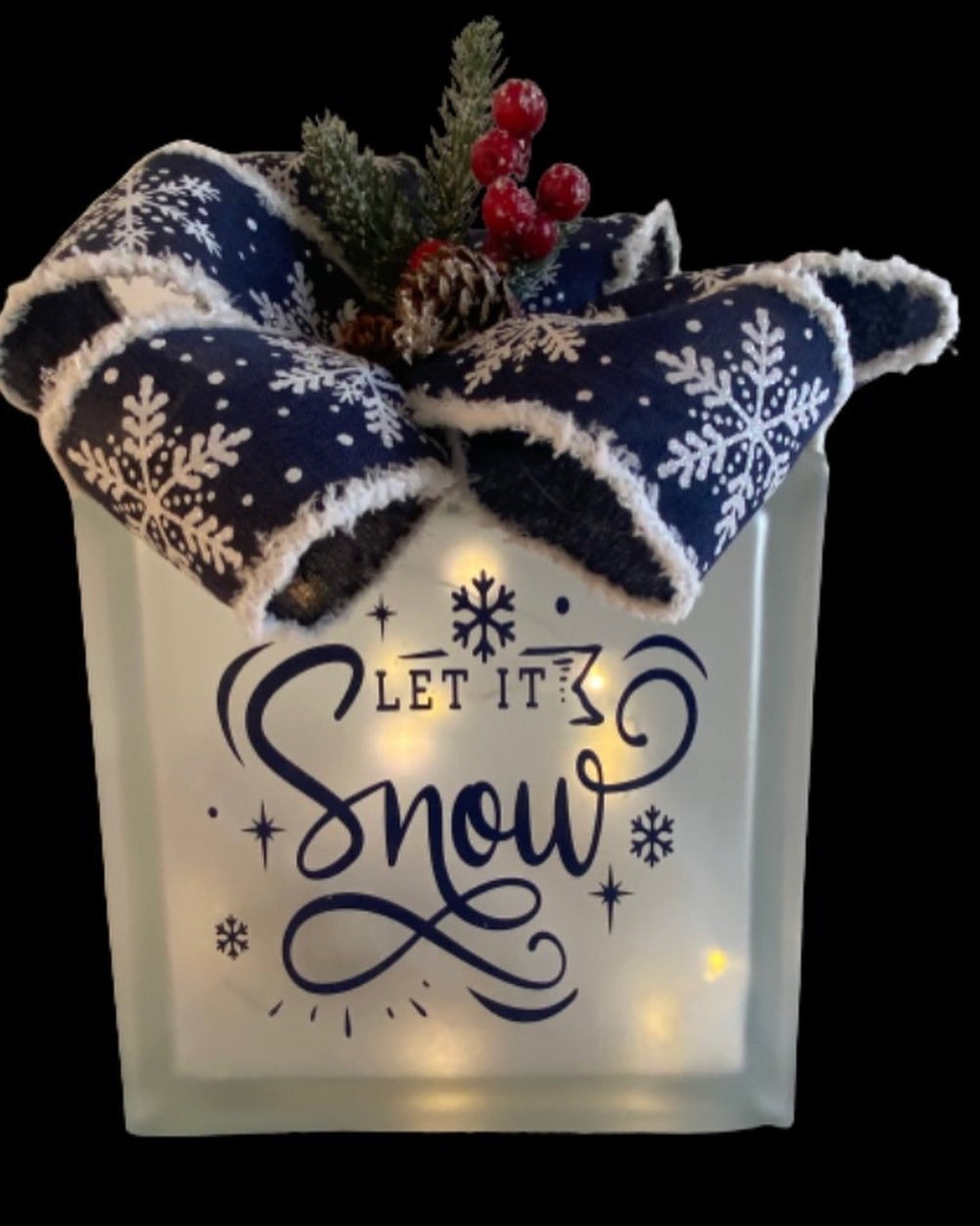 Glass Block, Glass Block With Lights, Christmas Gift, Lighted Glass ...