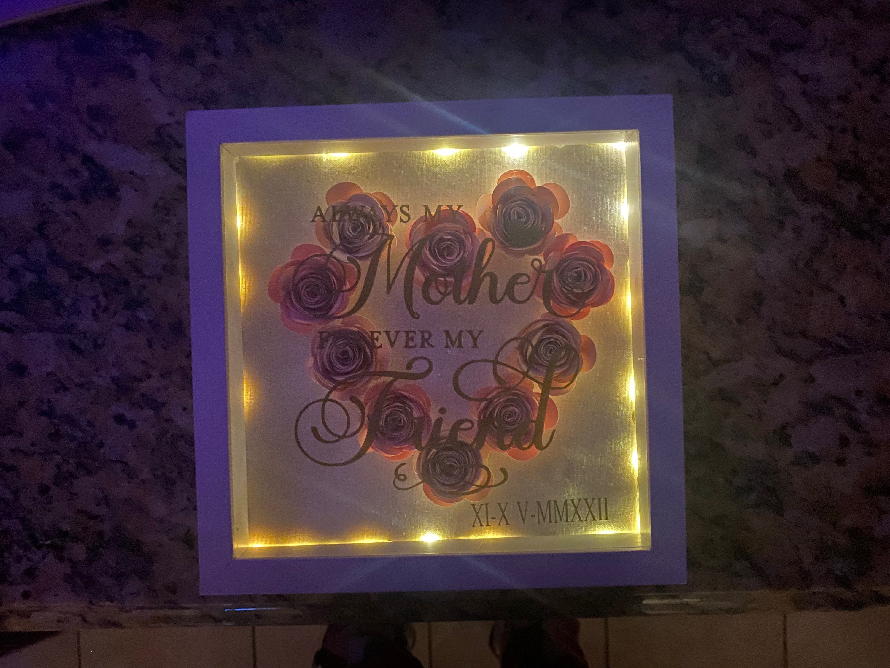Personalized Floral Shadow Box, Personalized Shadoe Box With Flowers ...